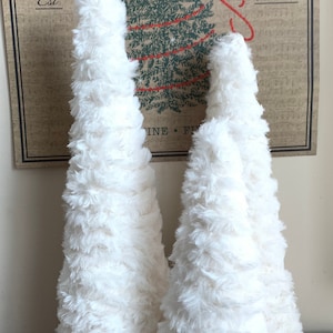 Set (3) Faux Fur Tree, Mini Christmas Tree, Farmhouse Christmas Decor ...