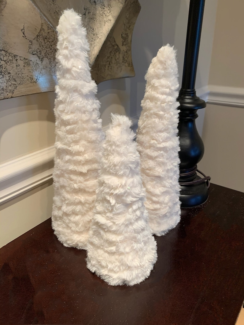 Set 3 Faux Fur Tree Mini Christmas Tree Farmhouse - Etsy