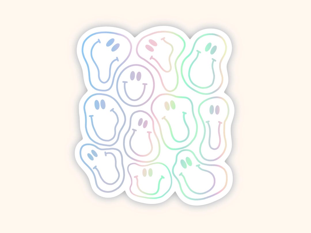 Funky Smile Face Sticker Holographic | Waterproof | Laptop | Water ...