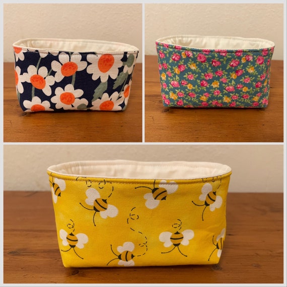 Mini Cotton Fabric Basket Desk Top Organizer Storage Gift Box Etsy