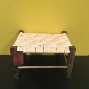 Espresso Stained Wood Woven Foot Stool Splint Weave Beautiful Ready to ...