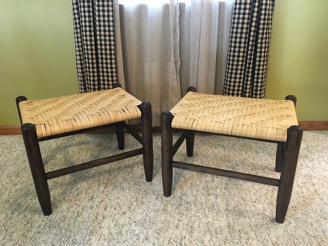 Custom Woven Dark Chocolate Stools Large English Footstool Furniture ...