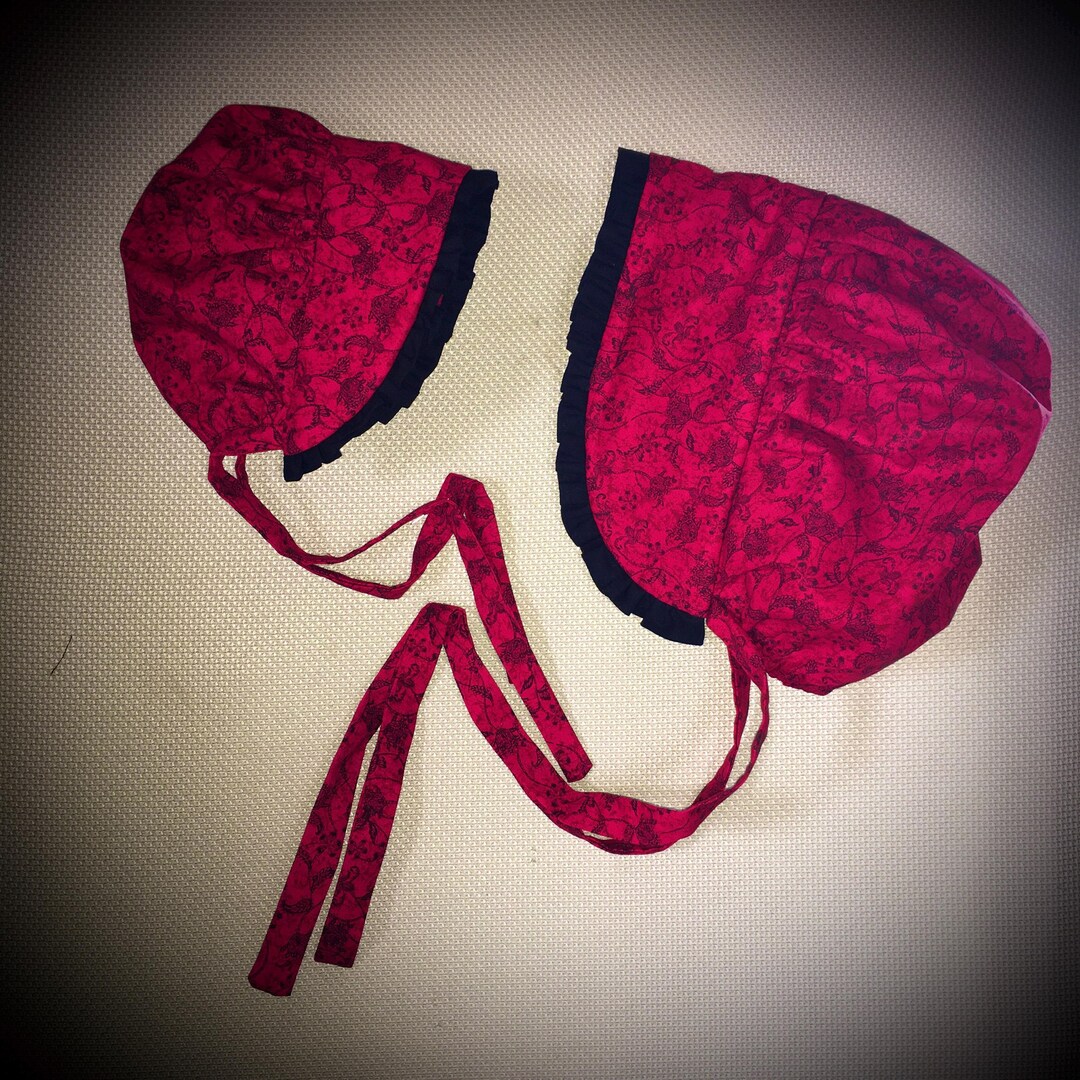 Matching Red Prairie Bonnet Set: Mommy & Baby Shower Gift - Etsy