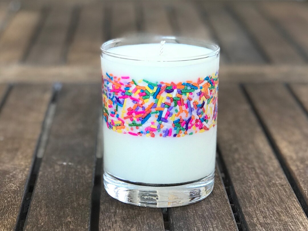 20 Birthday Sprinkle Candles in Glass Tumbler Birthday Cake - Etsy