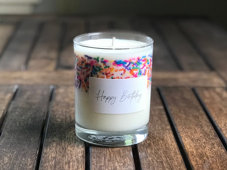 20 Birthday Sprinkle Candles in Glass Tumbler Birthday Cake - Etsy
