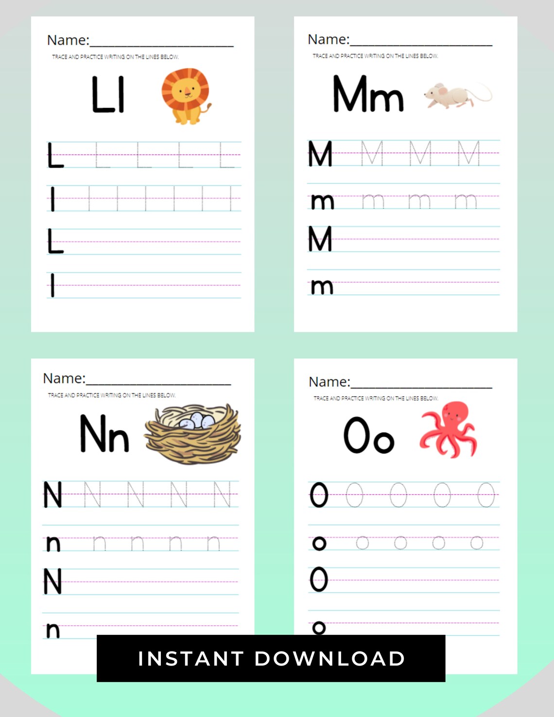 Preschool Handwriting Worksheets, Alphabet Writing Practice, ABC Letter ...