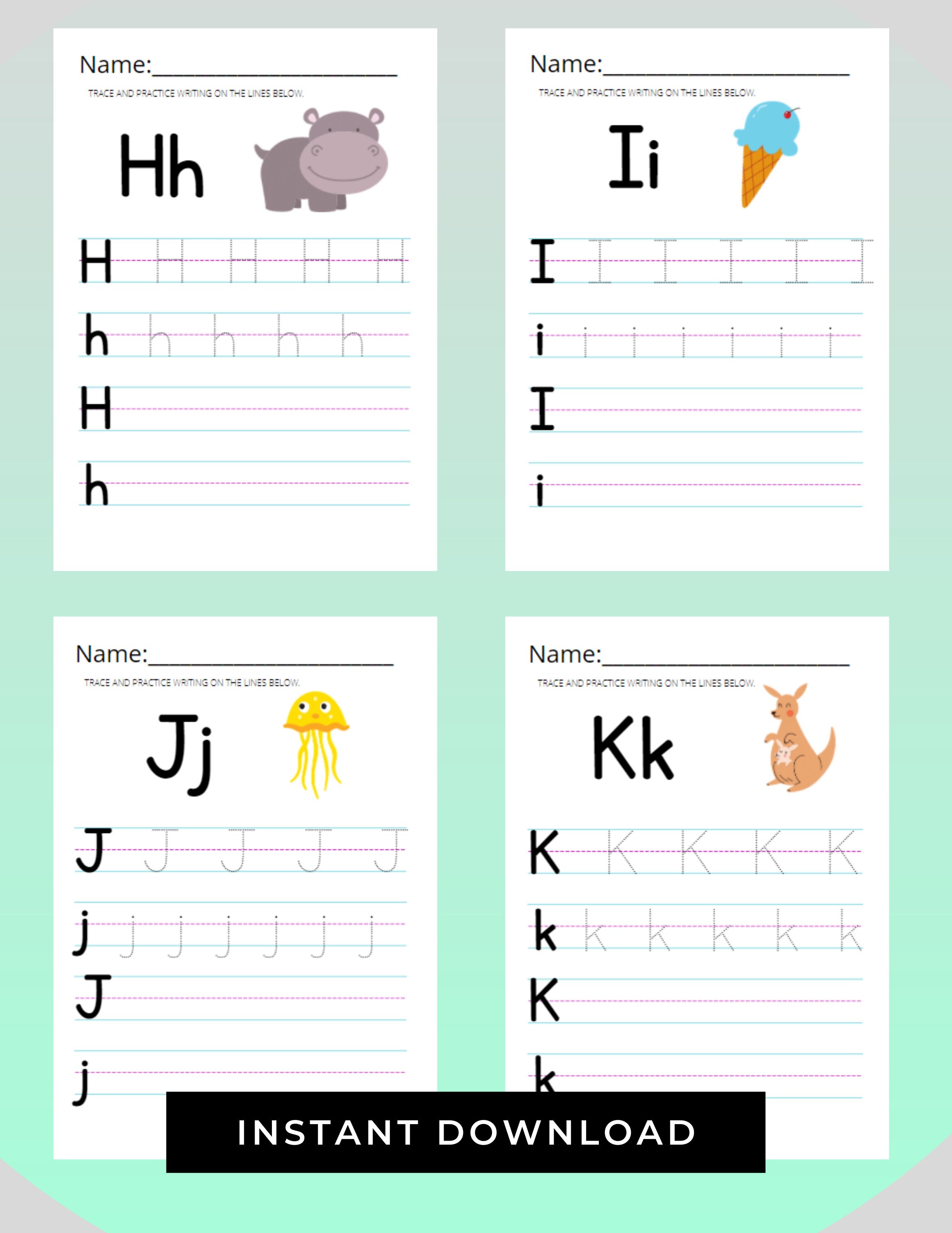 Preschool Handwriting Worksheets, Alphabet Writing Practice, ABC Letter ...