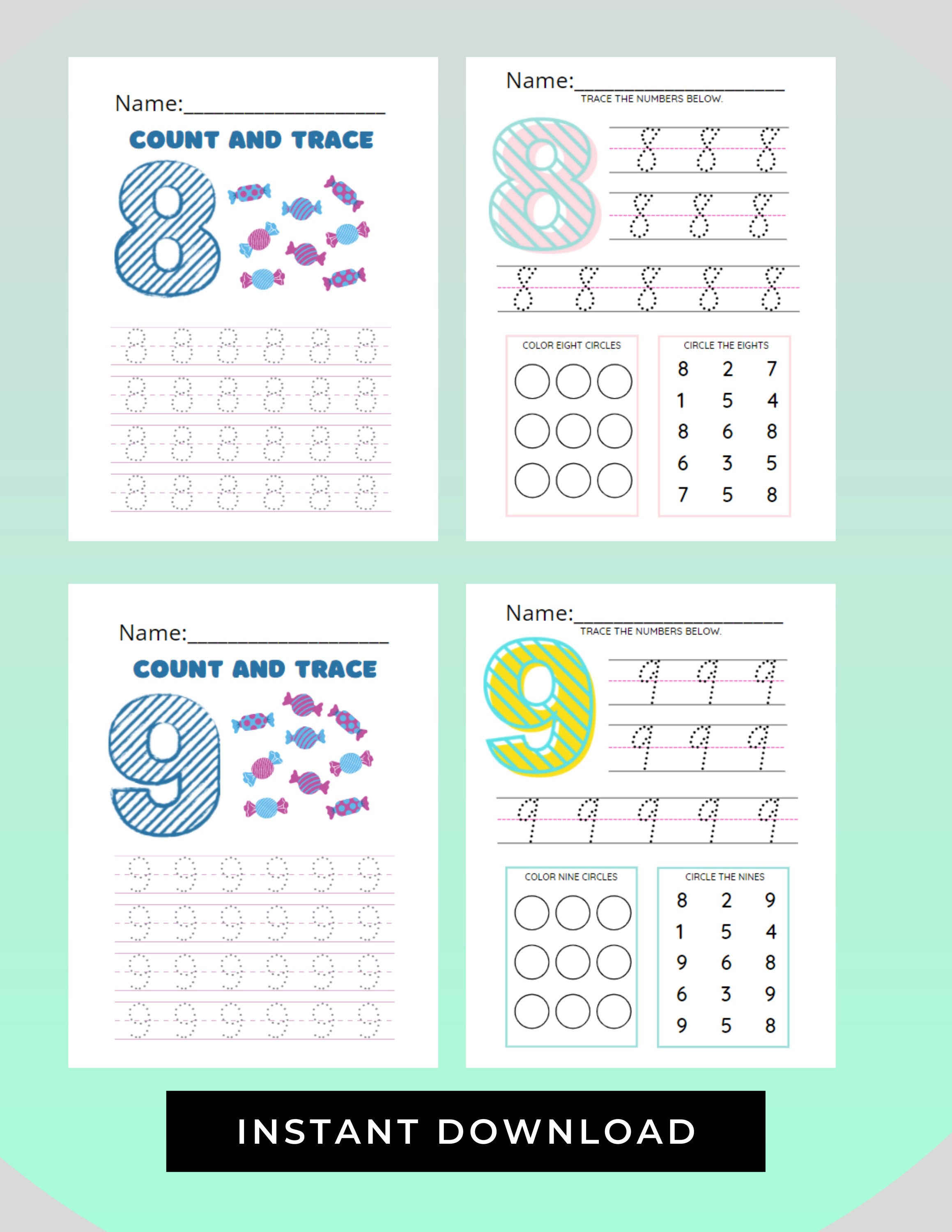 Count and Trace 0-10, Printable Worksheets, Preschool Worksheets ...
