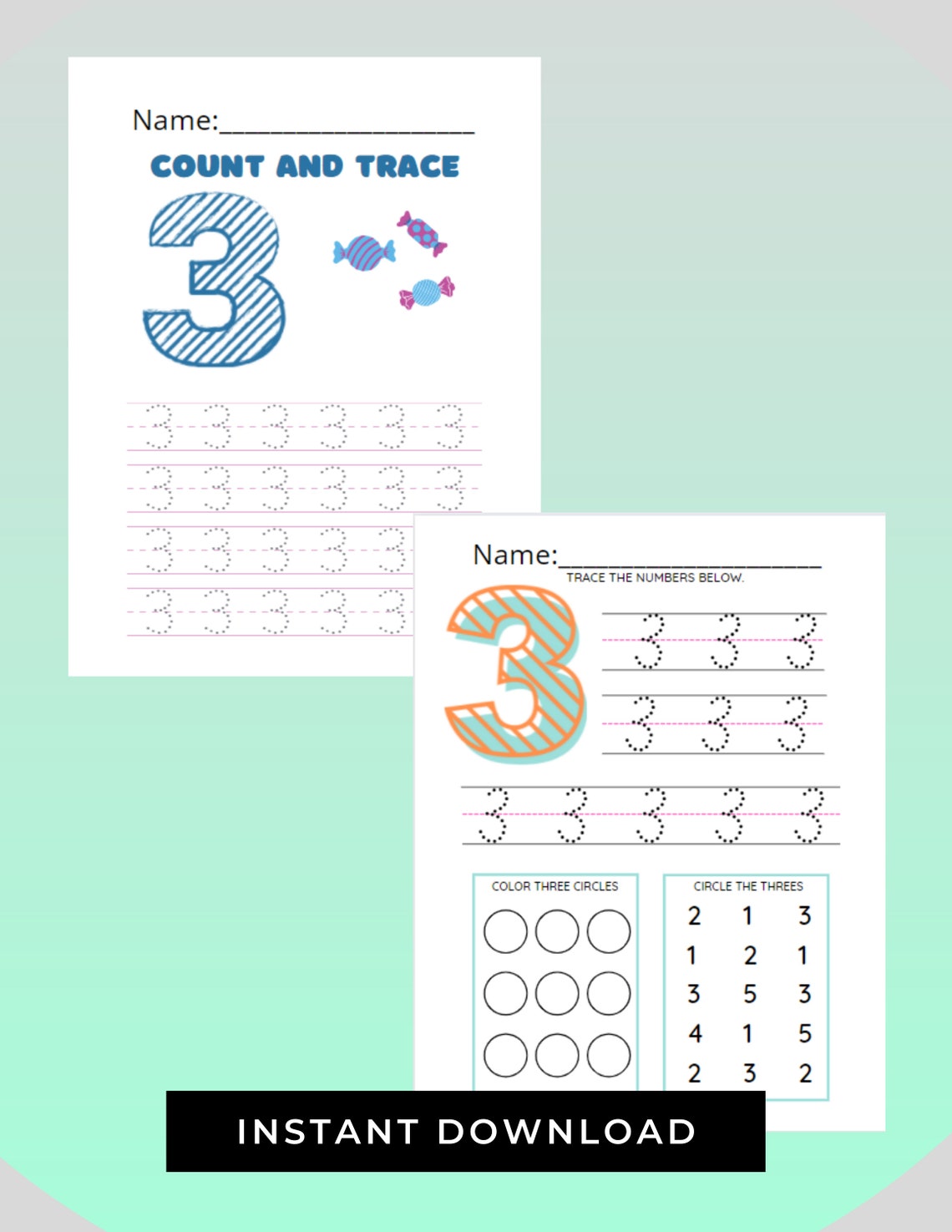Count and Trace 0-10 Printable Worksheets Preschool - Etsy