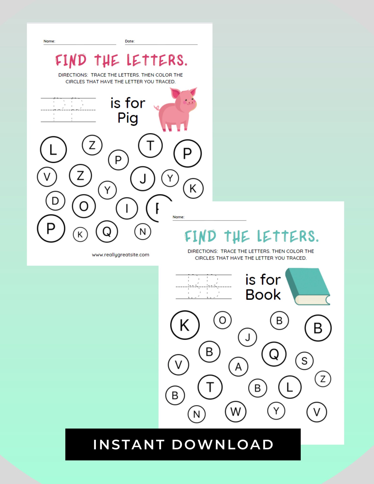 Find the Letter Printable Worksheets, A-Z Practice, Kindergarten ...