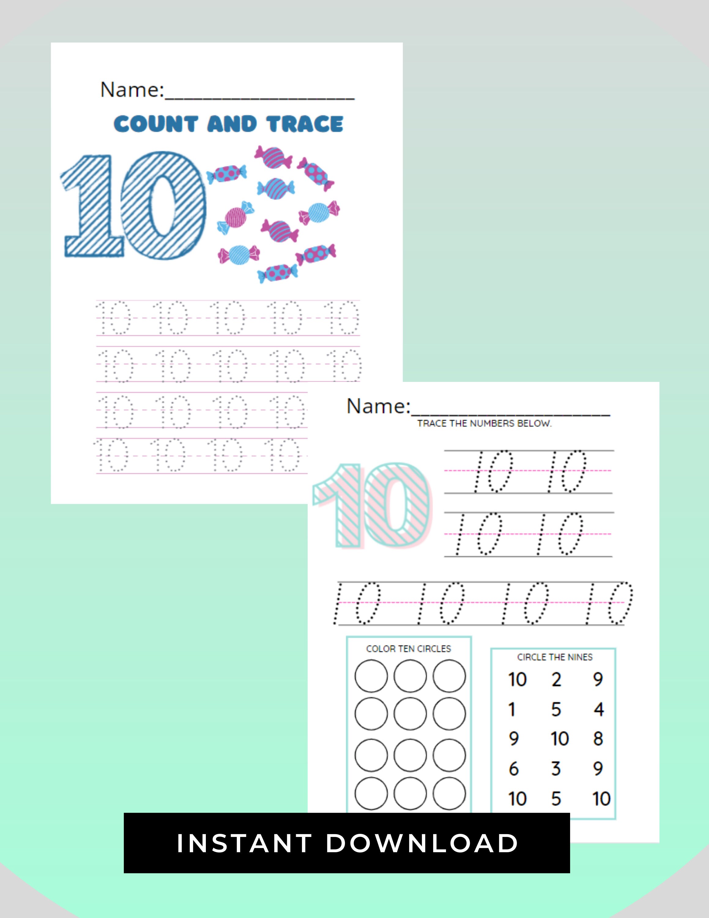 Count and Trace 0-10, Printable Worksheets, Preschool Worksheets ...