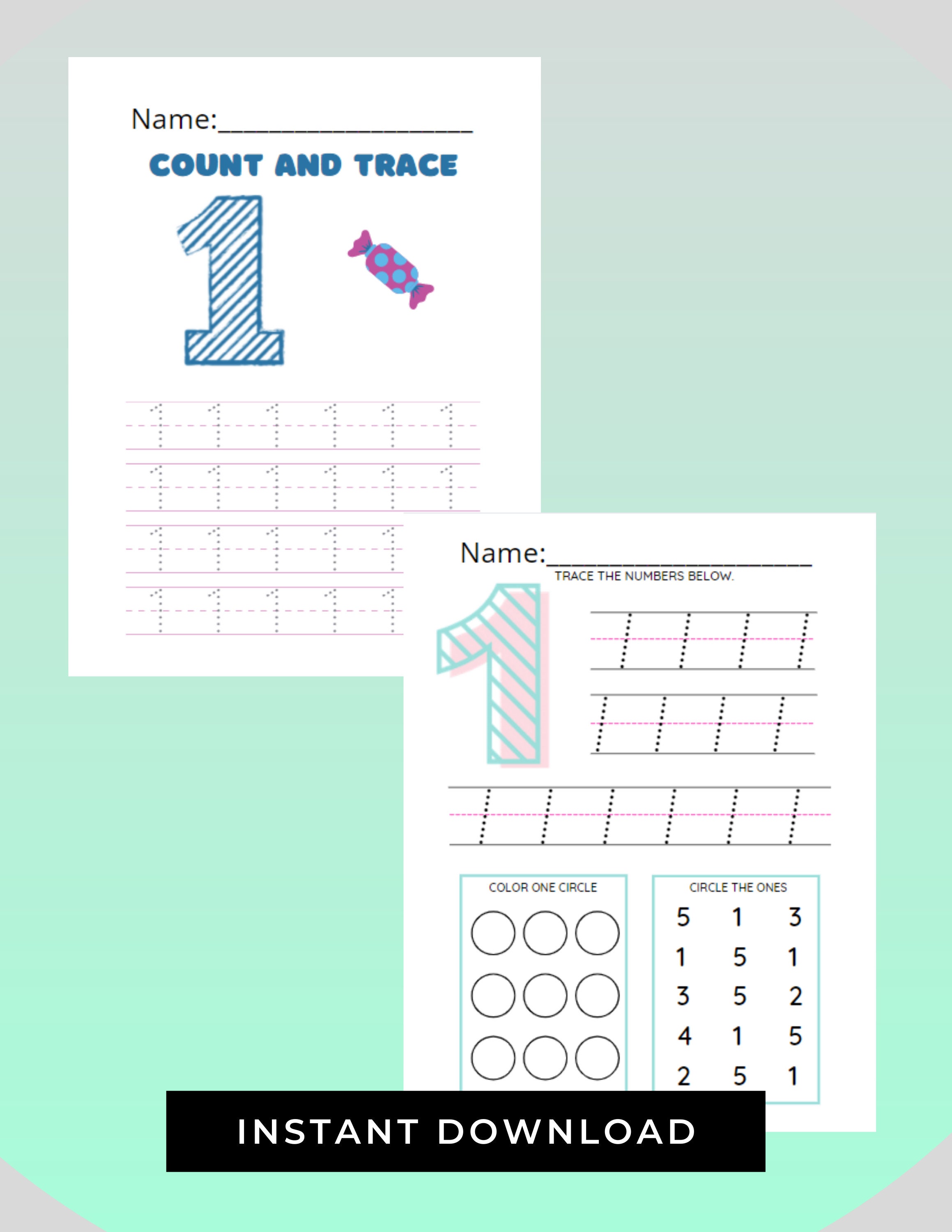 Count and Trace 0-10, Printable Worksheets, Preschool Worksheets ...
