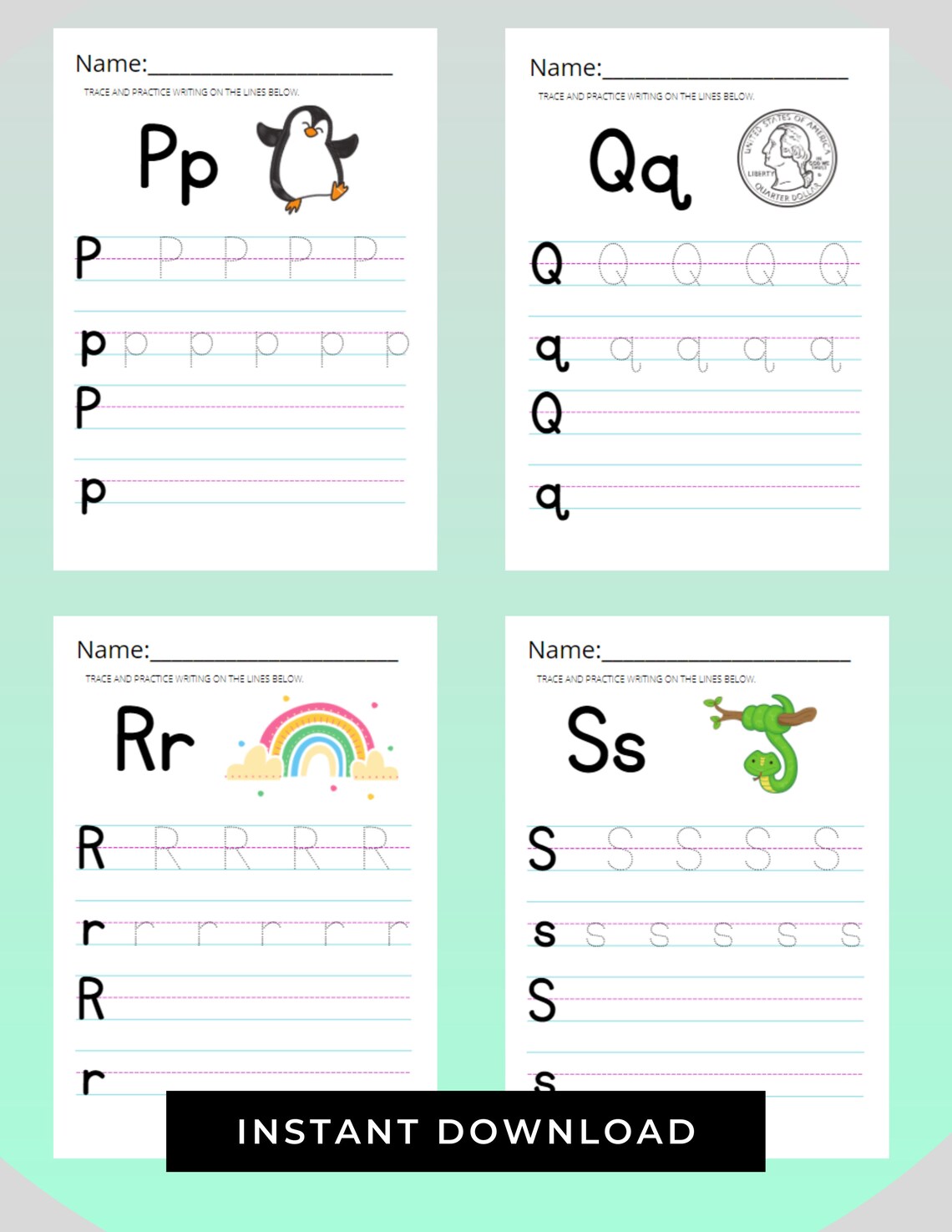 Preschool Handwriting Worksheets, Alphabet Writing Practice, ABC Letter ...