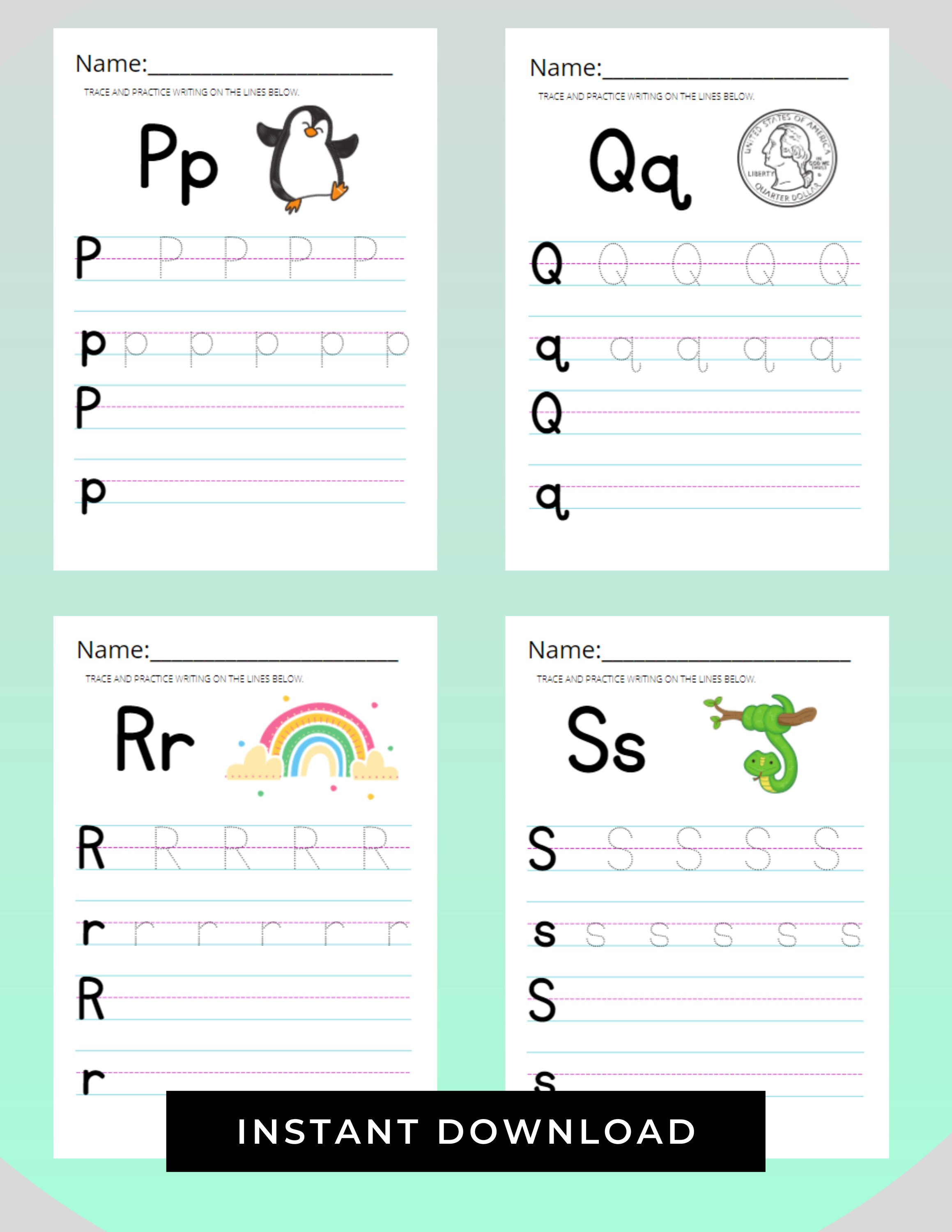 Preschool Handwriting Worksheets, Alphabet Writing Practice, ABC Letter ...