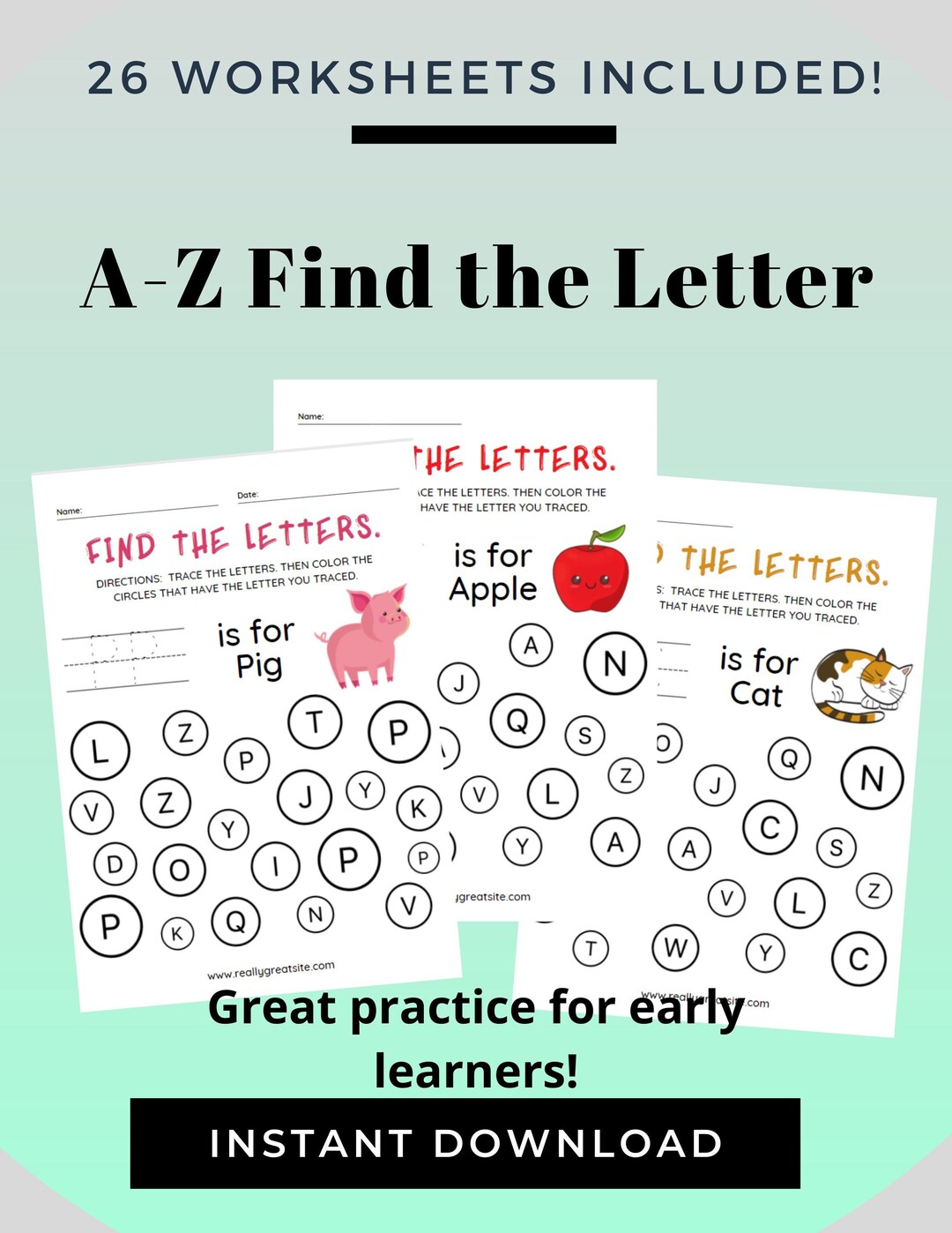 Find the Letter Printable Worksheets, A-Z Practice, Kindergarten ...