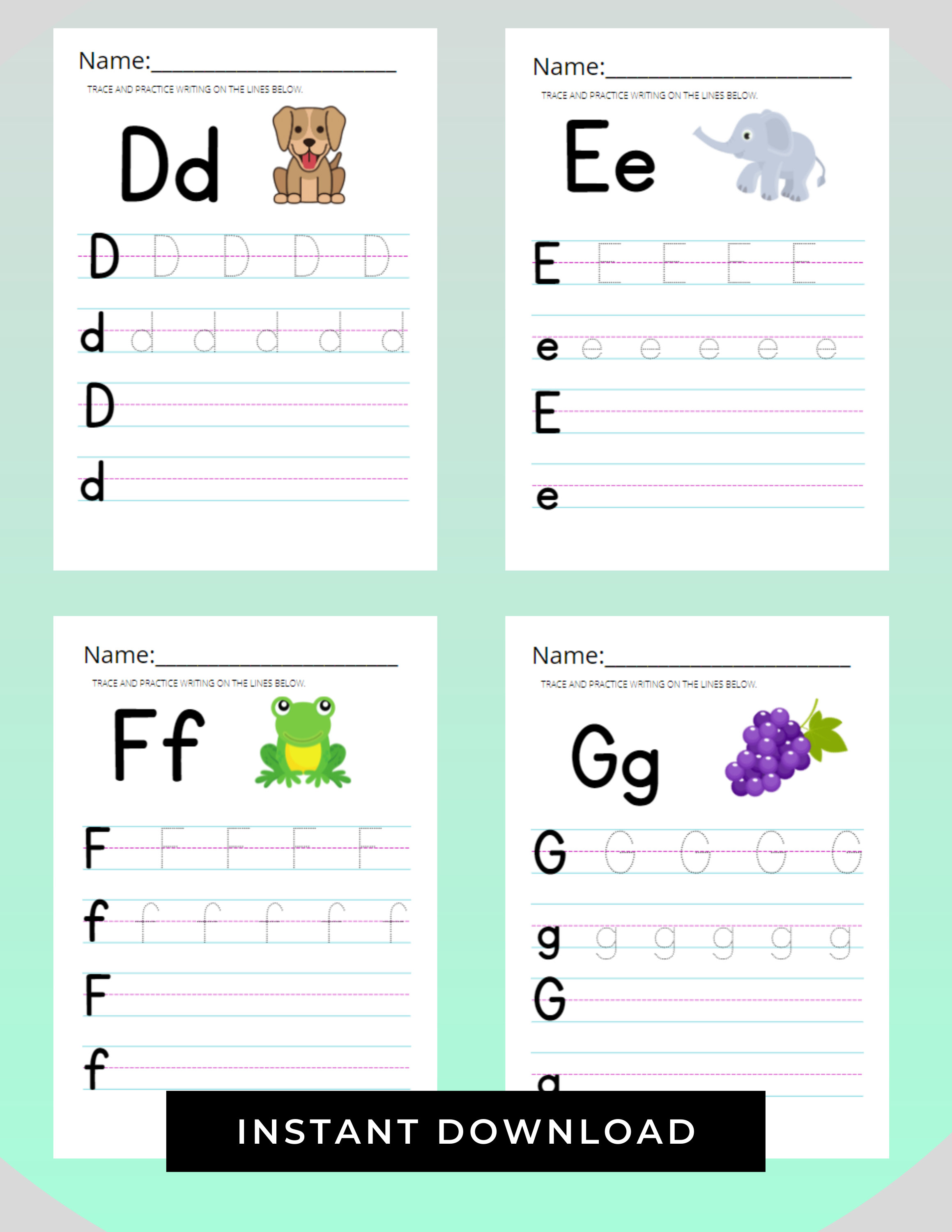 Preschool Handwriting Worksheets, Alphabet Writing Practice, ABC Letter ...