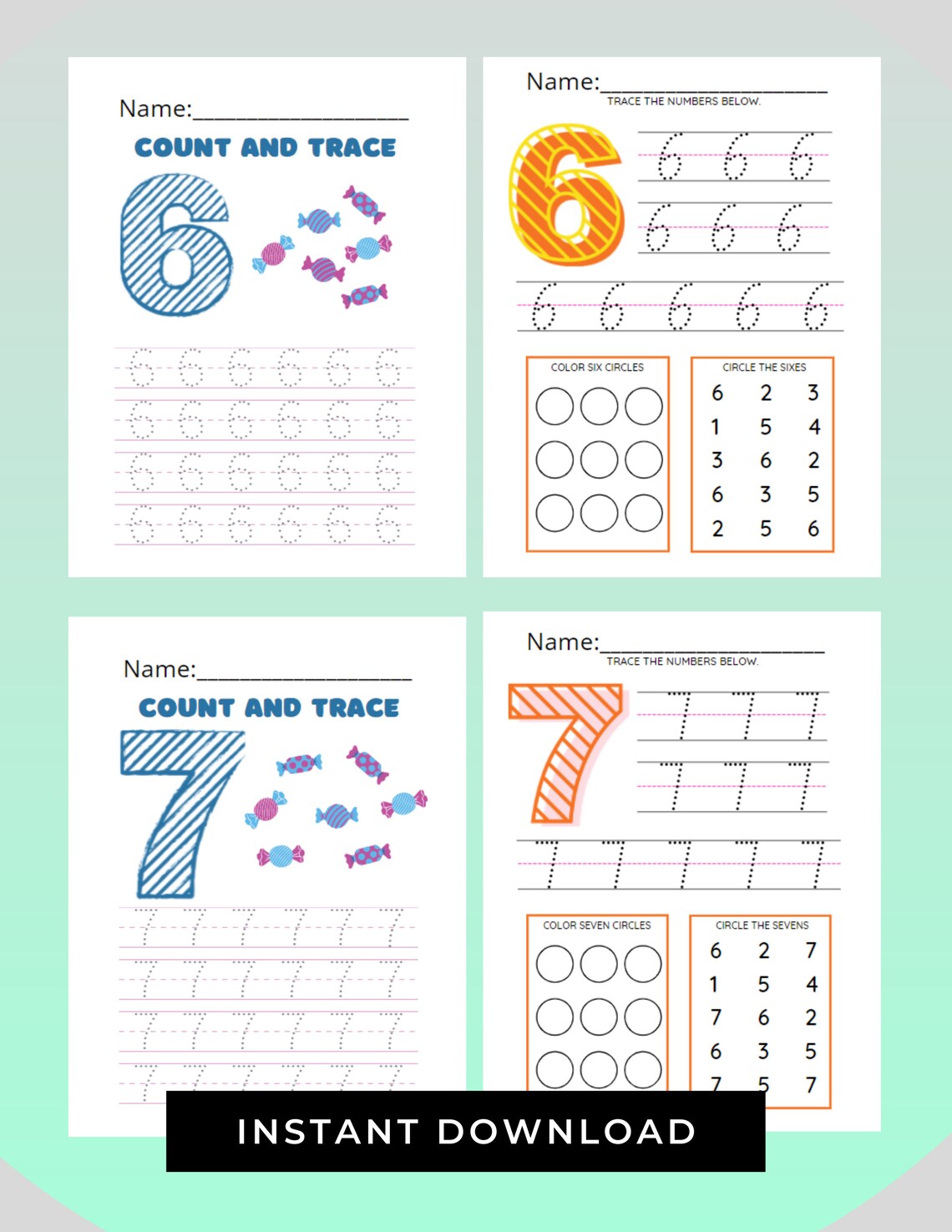 Count and Trace 0-10, Printable Worksheets, Preschool Worksheets ...