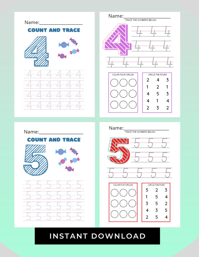 Count and Trace 0-10, Printable Worksheets, Preschool Worksheets ...