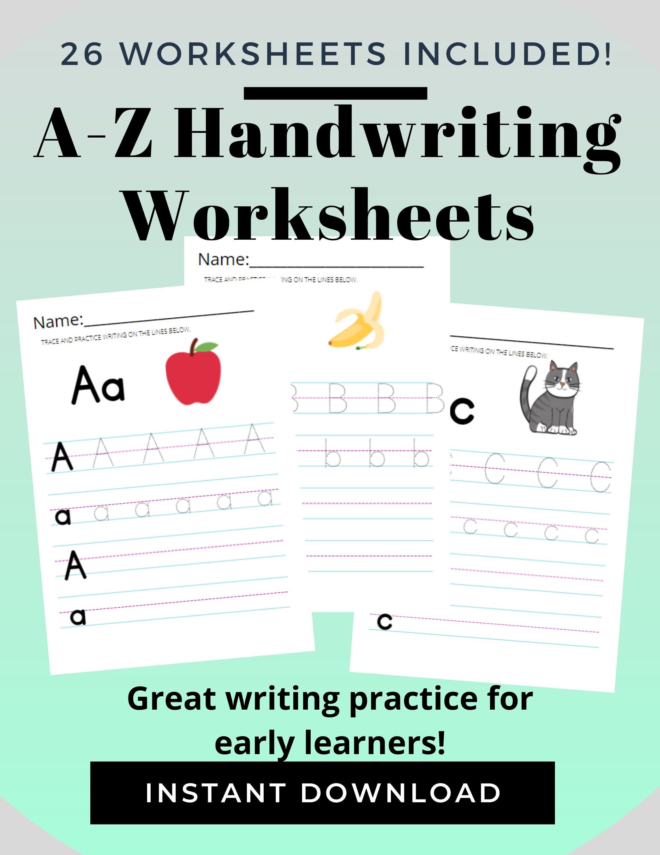 Preschool Handwriting Worksheets, Alphabet Writing Practice, ABC Letter ...