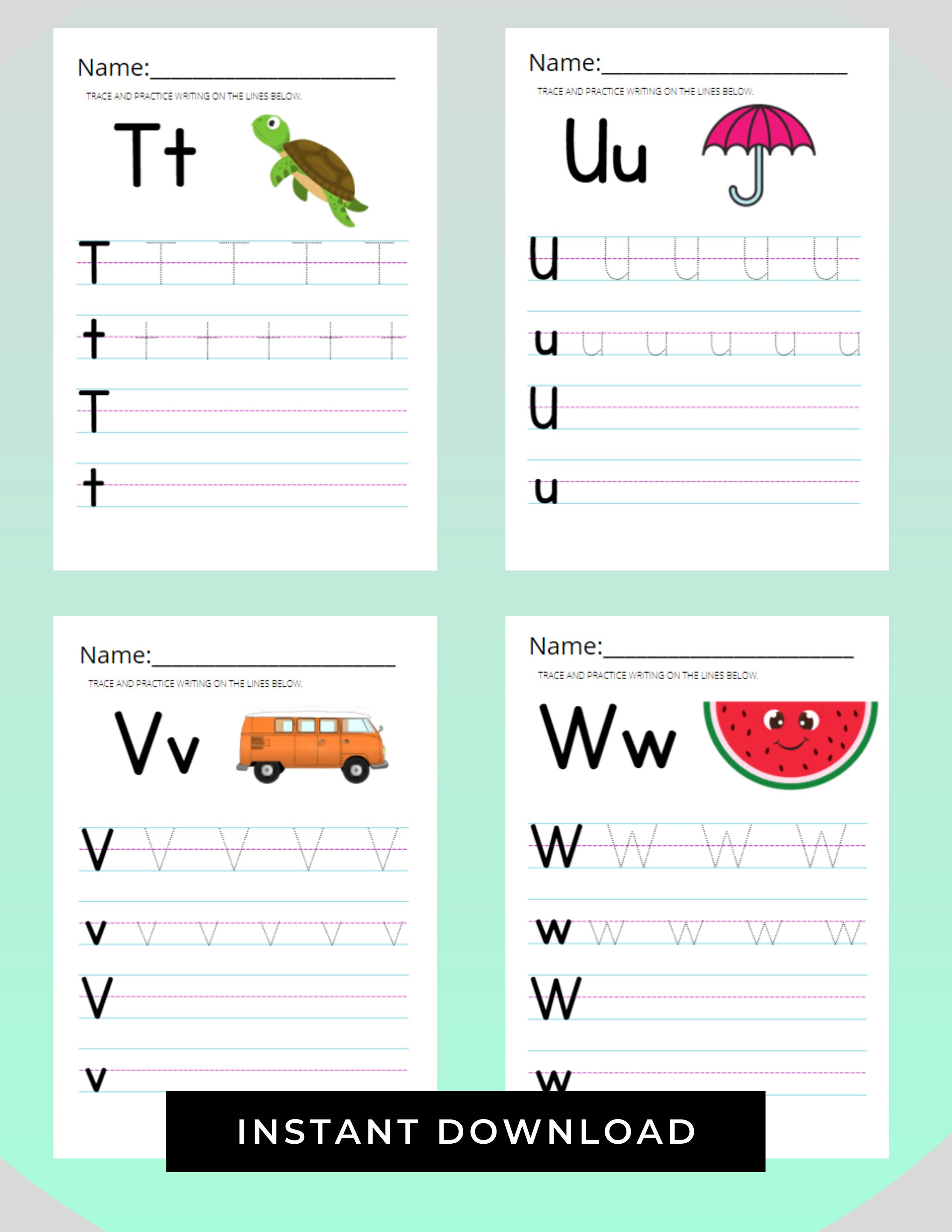 Preschool Handwriting Worksheets, Alphabet Writing Practice, ABC Letter ...