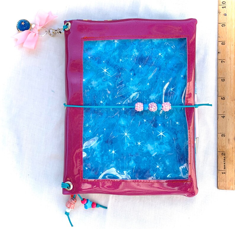 Sparkling magenta vinyl pin window display notebook cover with | Etsy