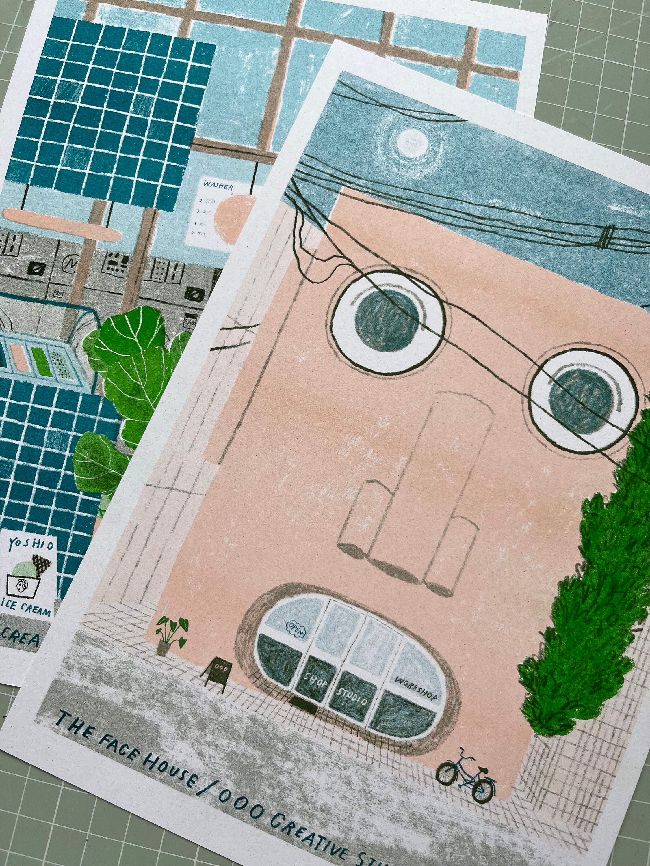 Set of 2 A4 Riso Prints Japanese Creative Studios 4 Colour - Etsy