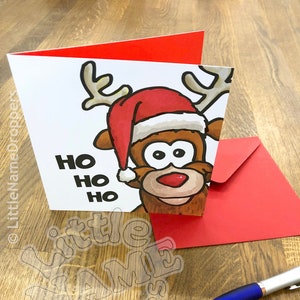 Ho Ho Ho Cartoon Character Christmas Card - Rudolph - Etsy