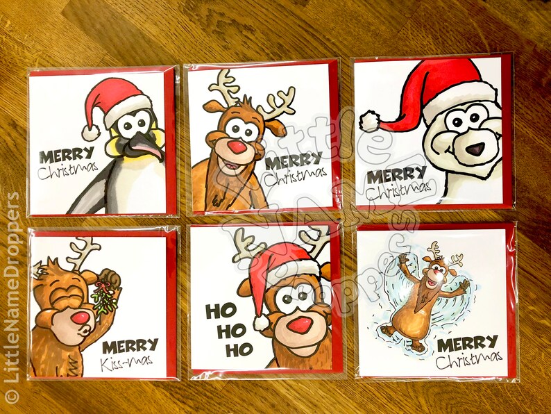 Ho Ho Ho Cartoon Character Christmas Card - Rudolph - Etsy