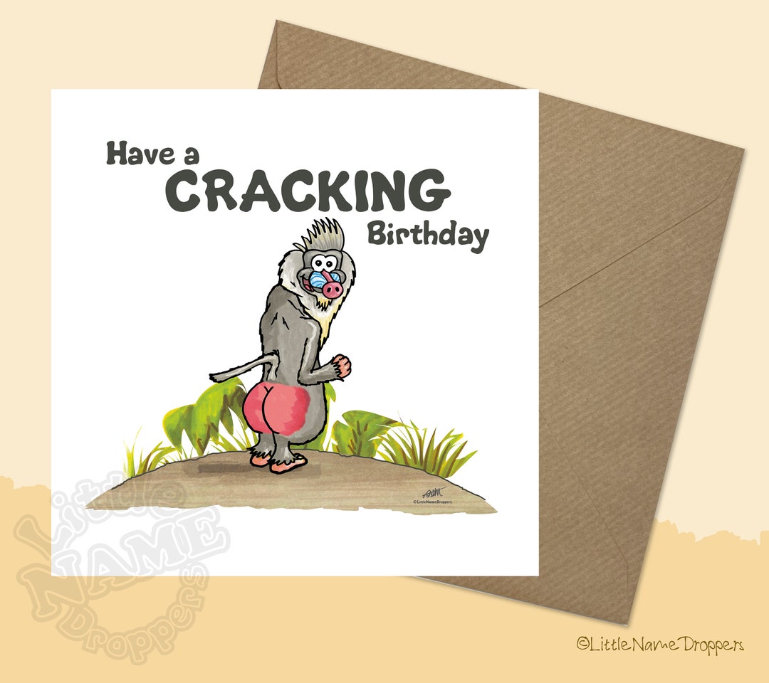 Have a Cracking Birthday, Funny Card Cartoon Baboon - Etsy