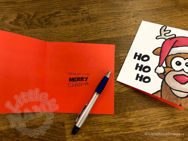 Ho Ho Ho Cartoon Character Christmas Card - Rudolph - Etsy