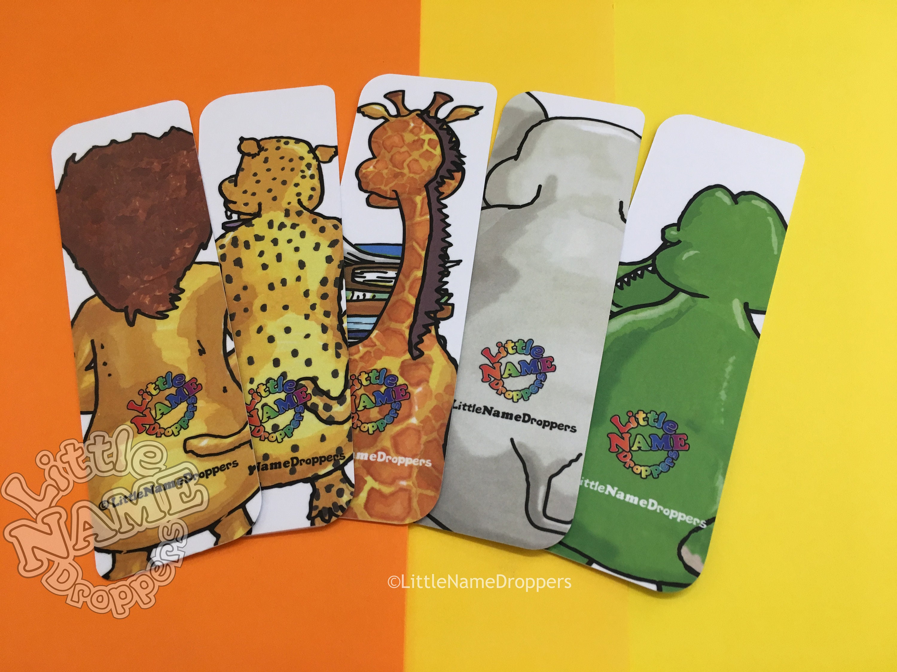 Kids Bookmarks Safari Theme Hand Drawn Animal Characters Lion, Cheetah ...