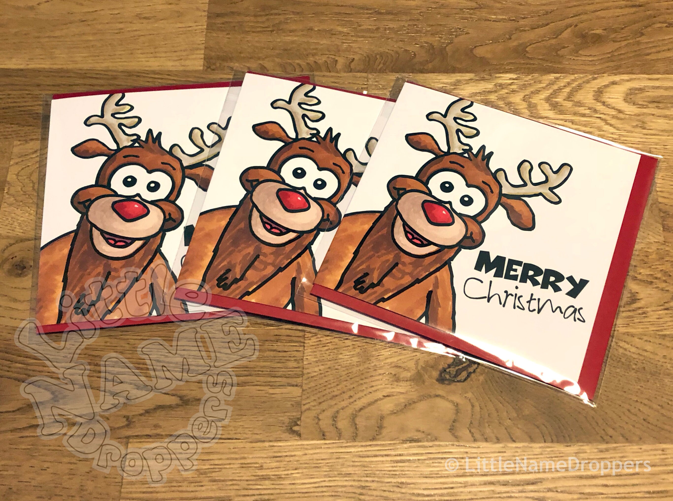Cartoon Character Christmas Cards - 6 Pack - Snow Angel, Rudolph ...