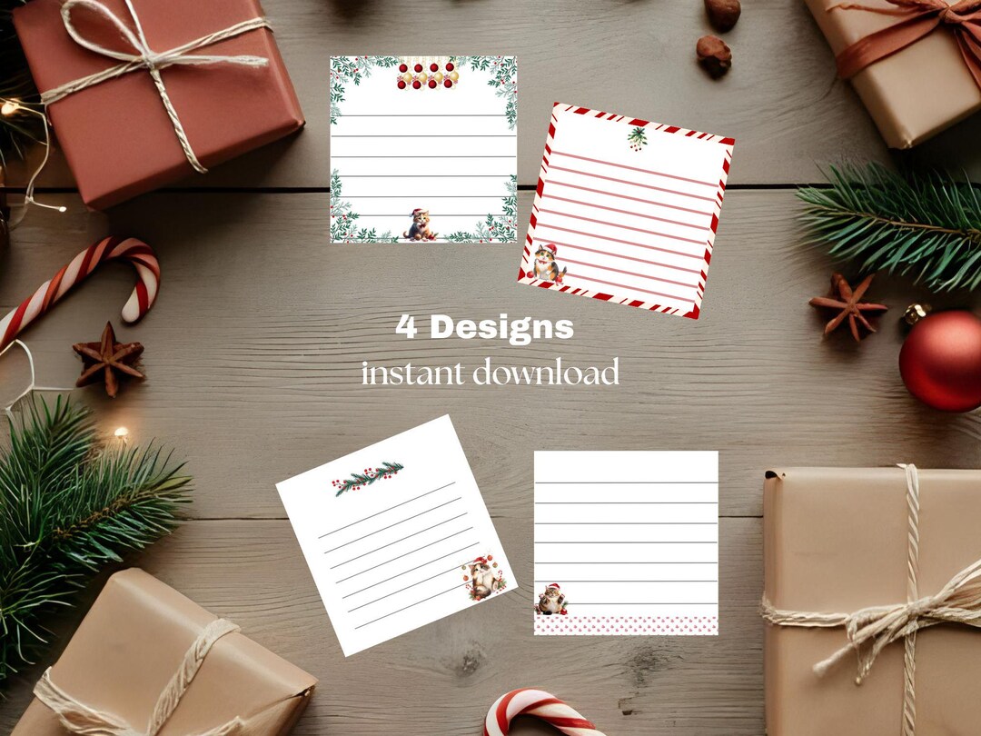 Christmas Printable, Christmas Notepad, Cat Printable, Cute Stationery ...