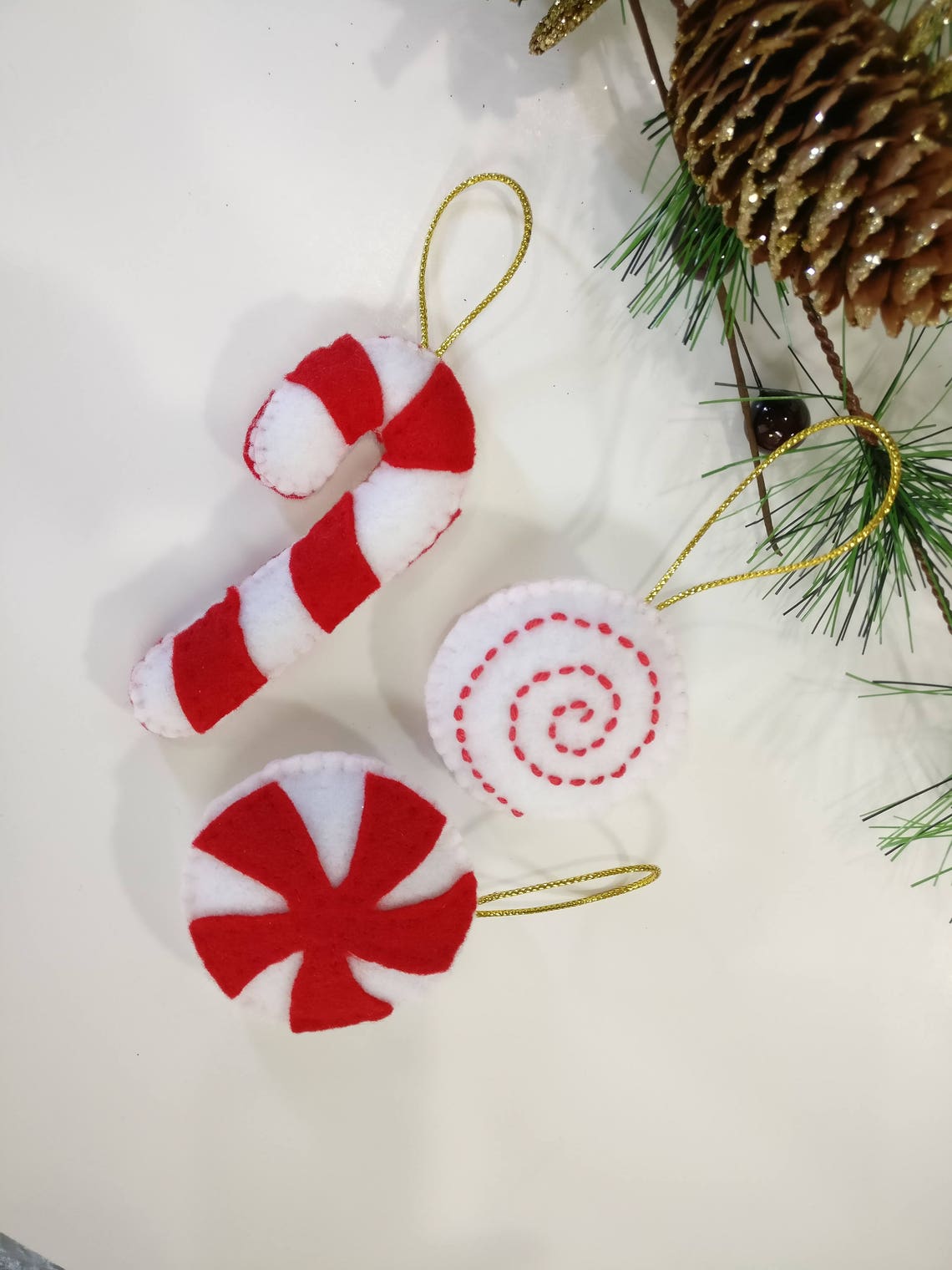 Christmas Felt Decoration Set Christmas Tree Ornament Candy - Etsy