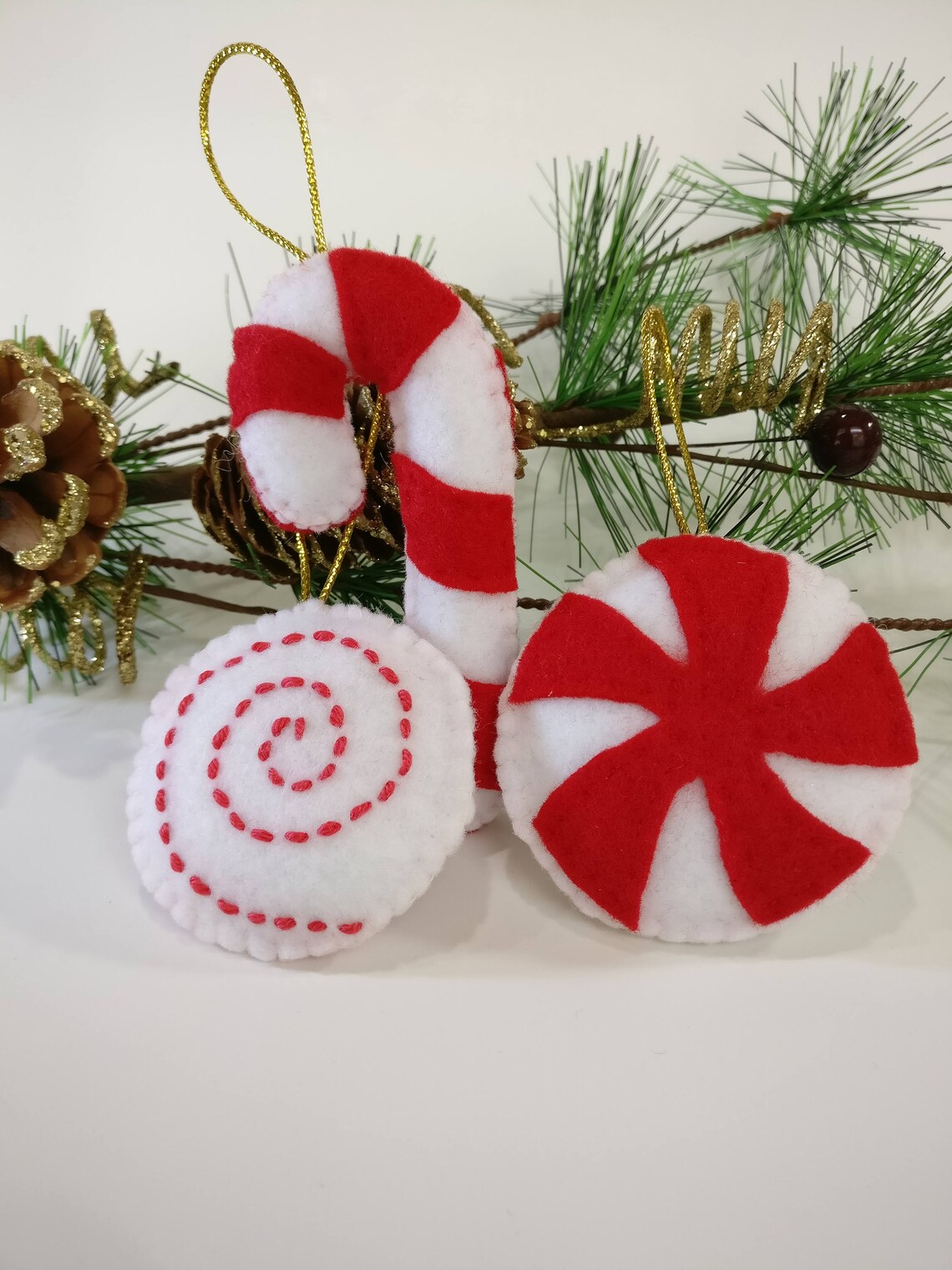 Christmas Felt Decoration Set Christmas Tree Ornament Candy - Etsy
