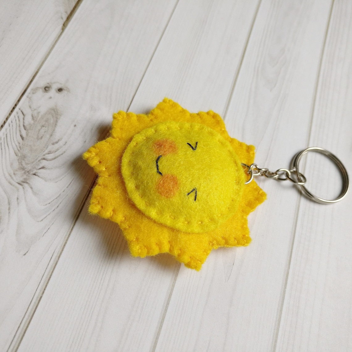 Happy Sun Sunshine Keyring Summer Keyring Felt Sun Key - Etsy
