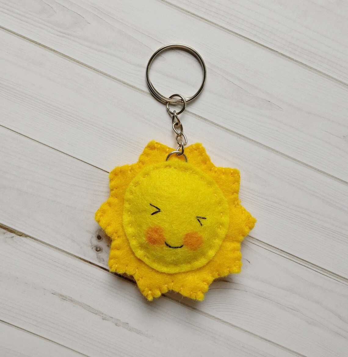 Happy Sun Sunshine Keyring Summer Keyring Felt Sun Key - Etsy