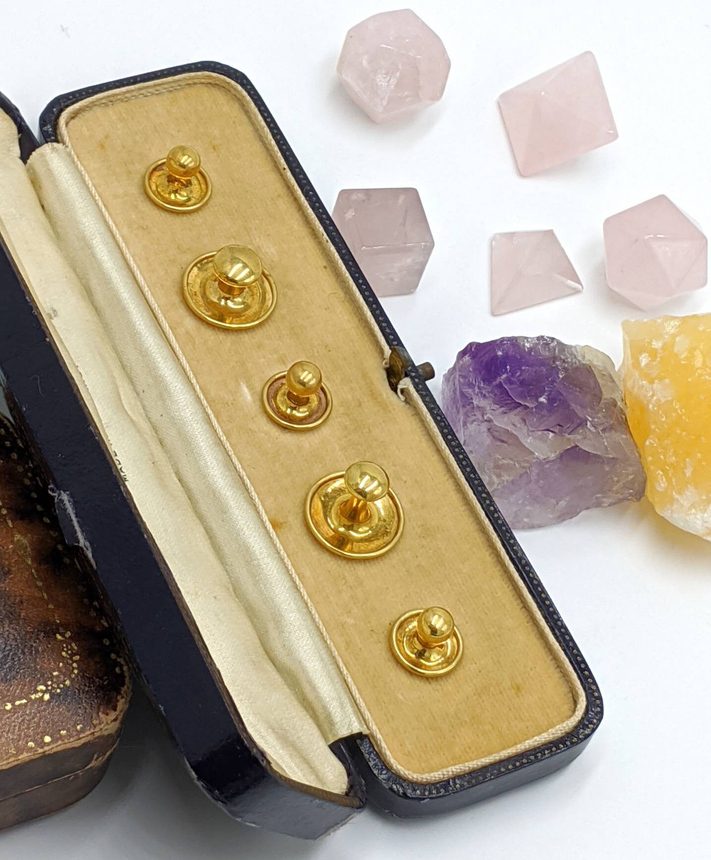 Rare Antique 18k Gold Studs Set Complete With Original Box - Etsy