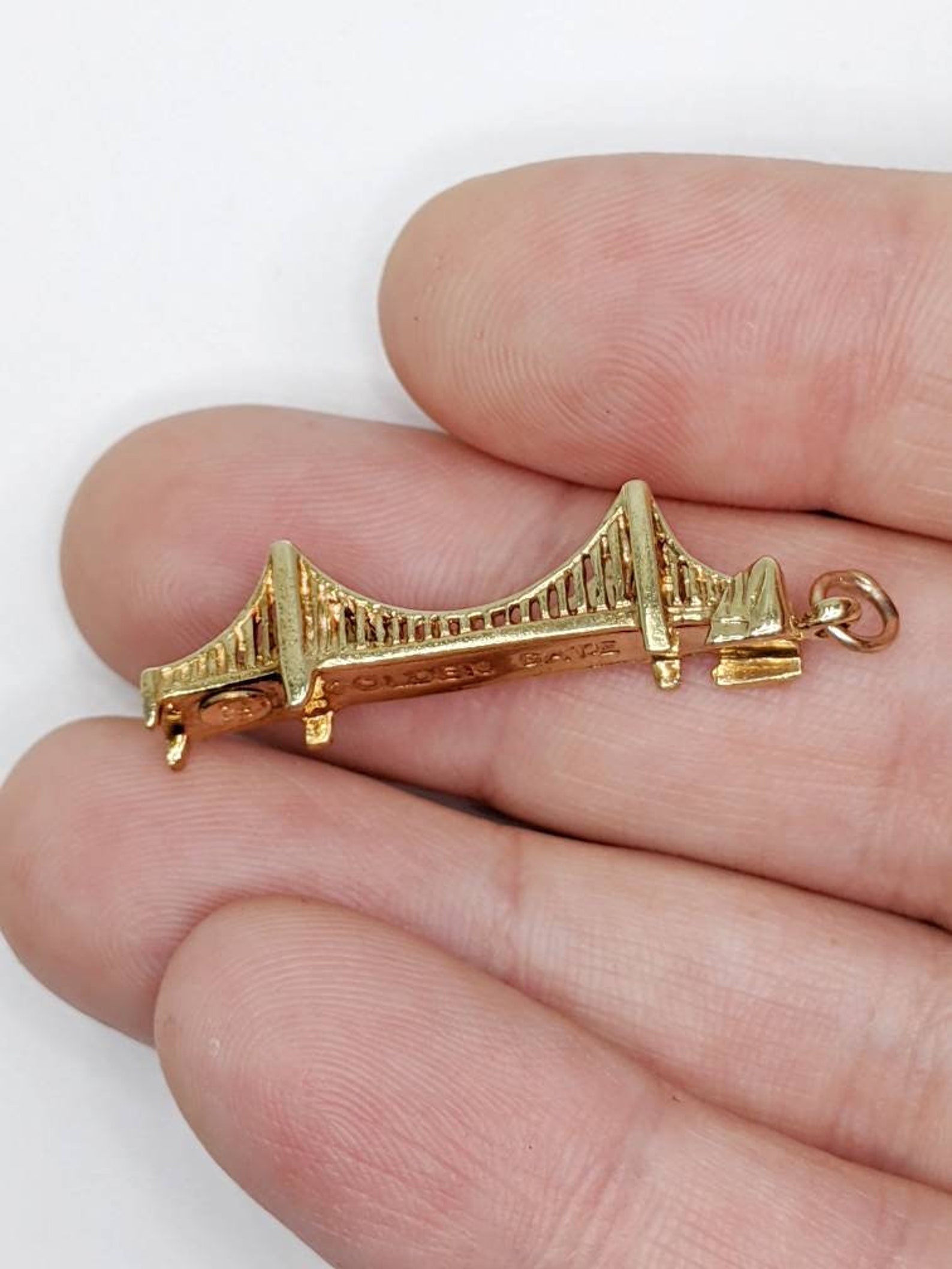 14k Gold Golden Gate Bridge Charm San Francisco Necklace - Etsy