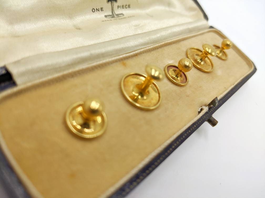 Rare Antique 18k Gold Studs Set Complete With Original Box - Etsy