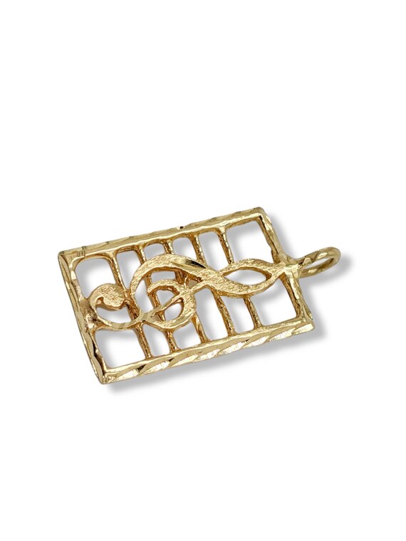 14k Gold Music Note on Staff Pendant Necklace Charm (… - Gem