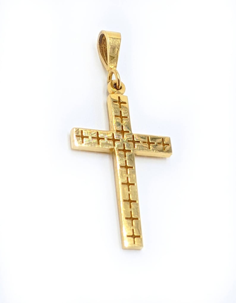 14k Yellow Gold Thick Cross Pendant Necklace Religious - Etsy