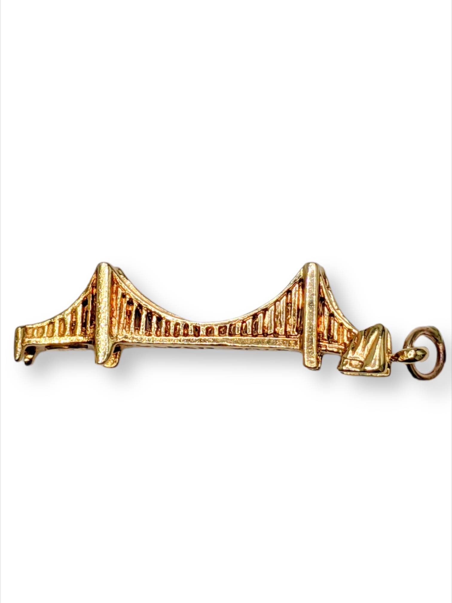 14k Gold Golden Gate Bridge Charm San Francisco Necklace | Etsy