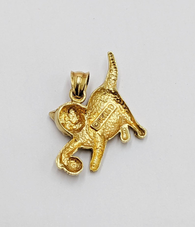 14k Gold Cat Charm Pendant Kitten Playing With Ball of Yarn - Etsy