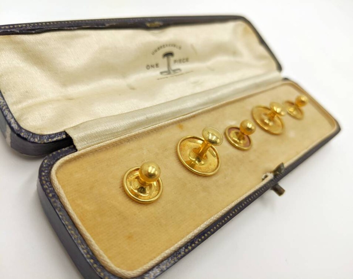 Rare Antique 18k Gold Studs Set Complete With Original Box - Etsy
