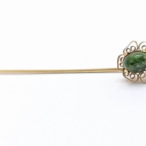 14k Gold Mottled Jade Estate Stick Pin 06360 - Etsy
