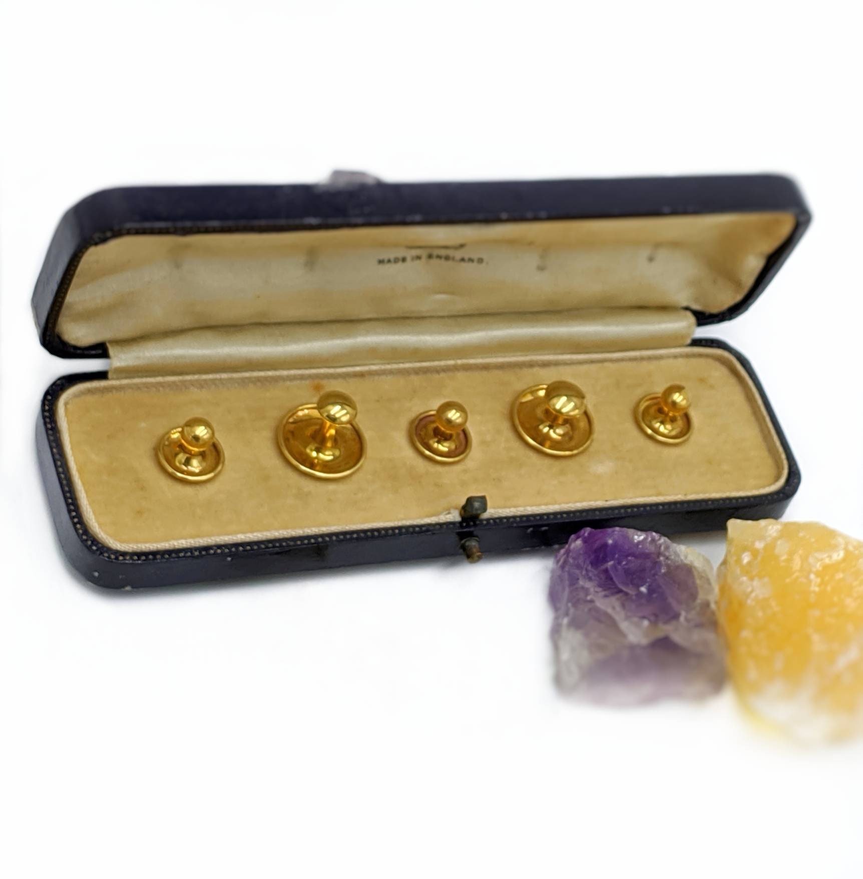 Rare Antique 18k Gold Studs Set Complete With Original Box - Etsy