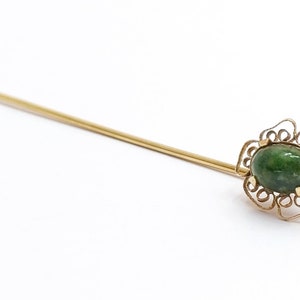 14k Gold Mottled Jade Estate Stick Pin 06360 - Etsy