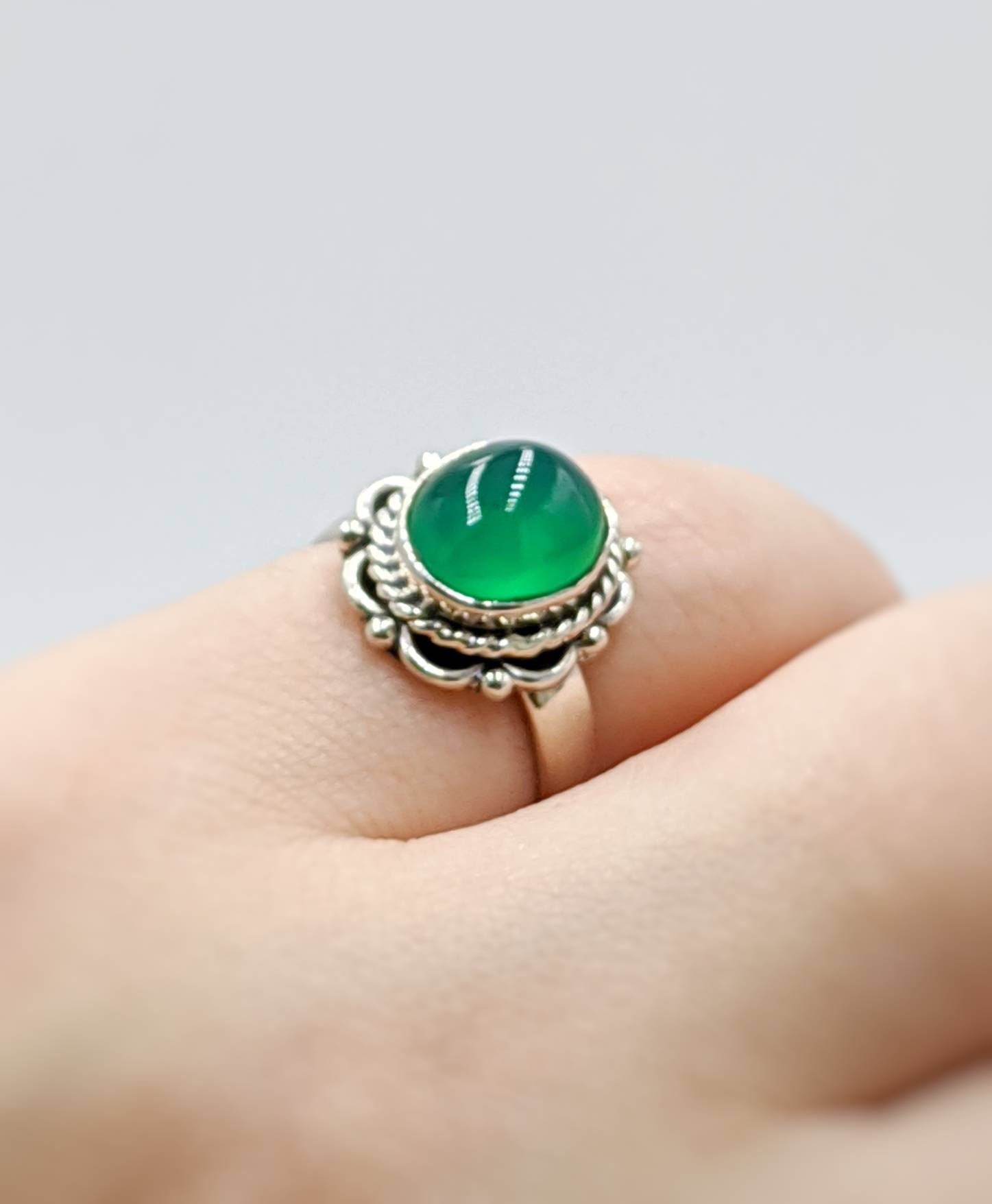 Vintage Sterling Silver Green Stone Ring 925 Size 5.5 06576 - Etsy