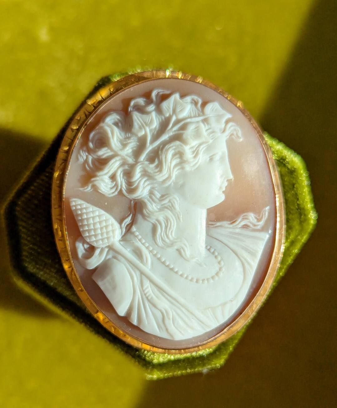 Large Antique Artemis Nature Goddess Cameo Pin Brooch in 10k Yellow ...